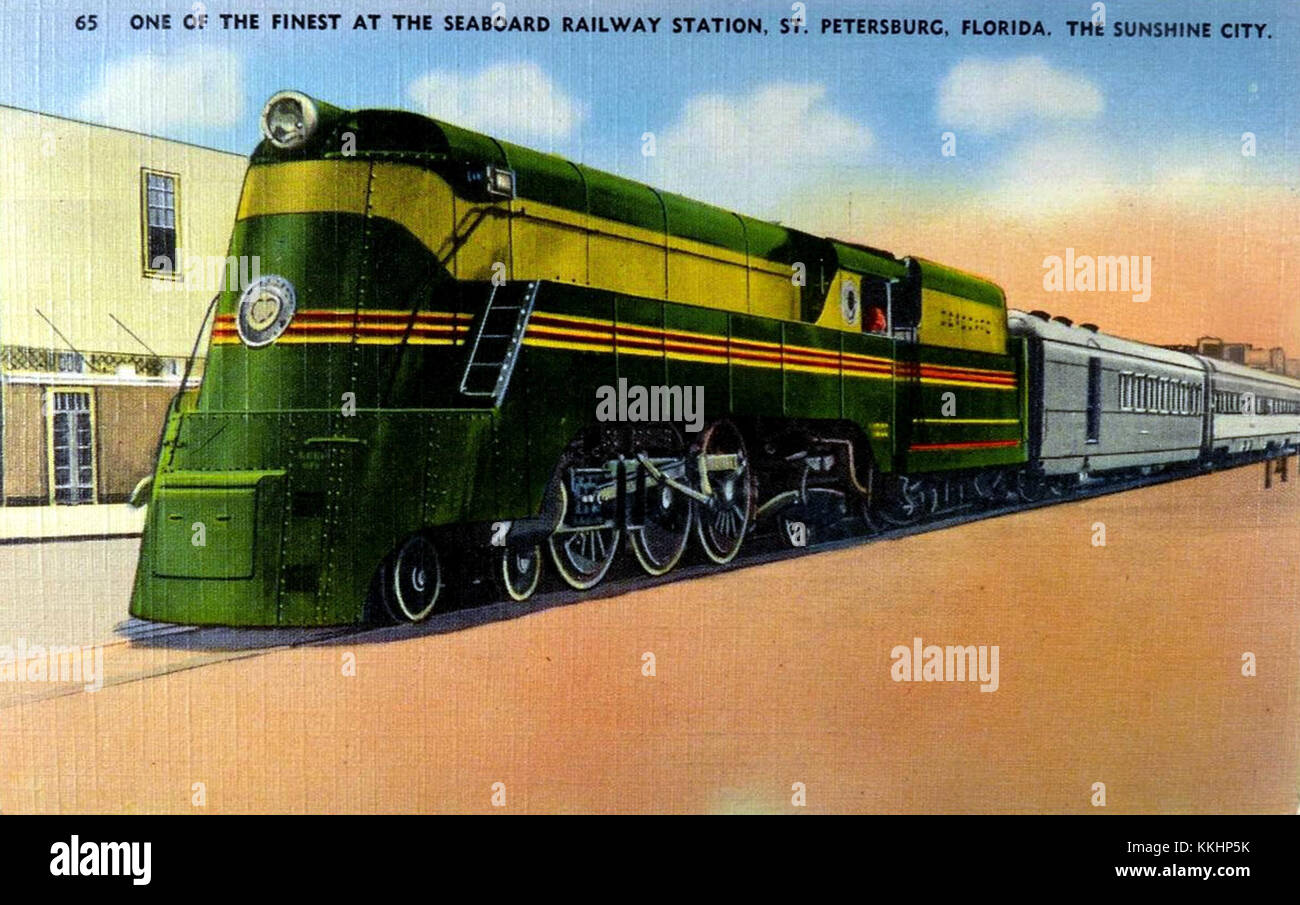Seaboard streamlined steam locomotive Stock Photo - Alamy