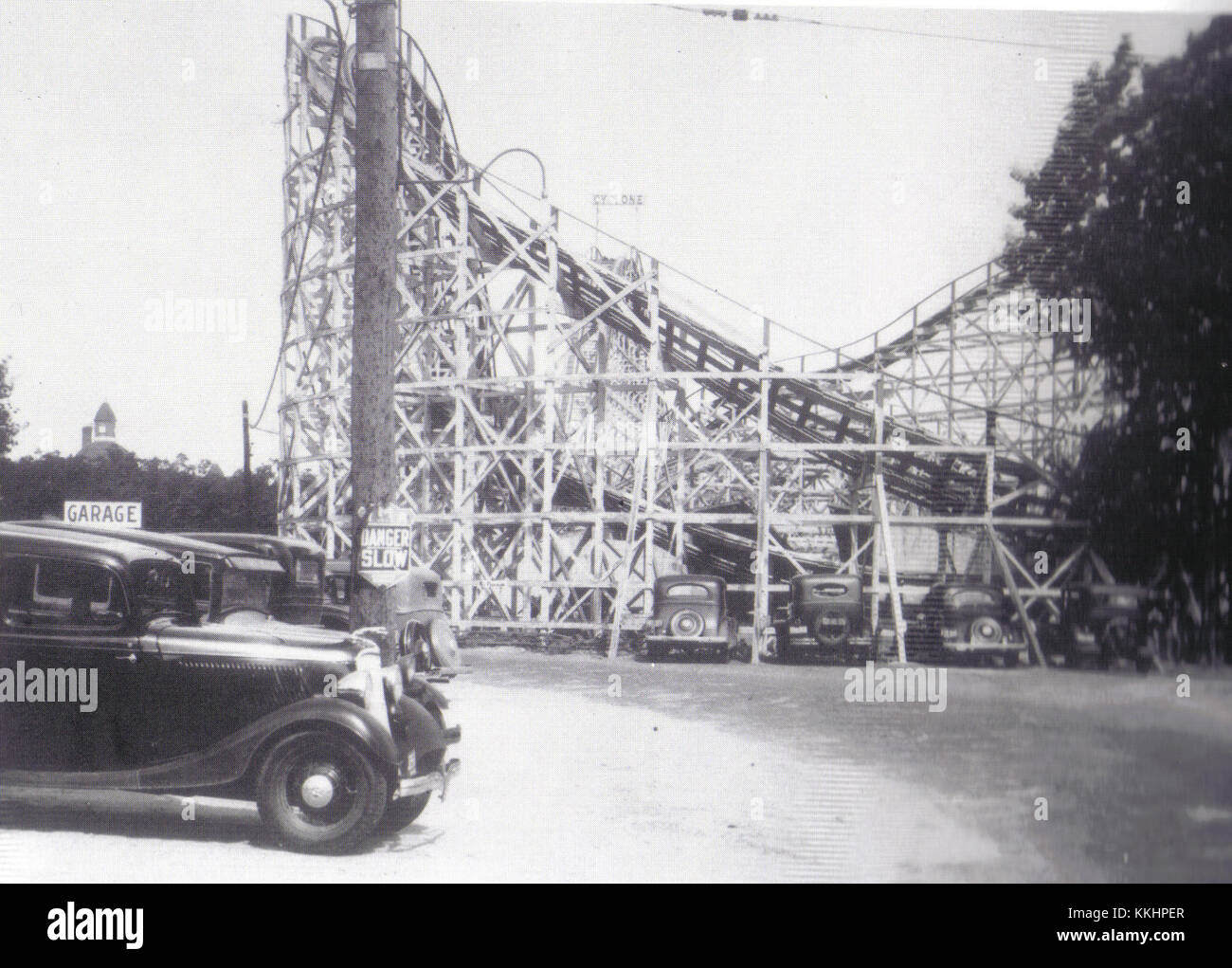 Photograph of the Cedar Point Cyclone roller coaster's back curve in ...