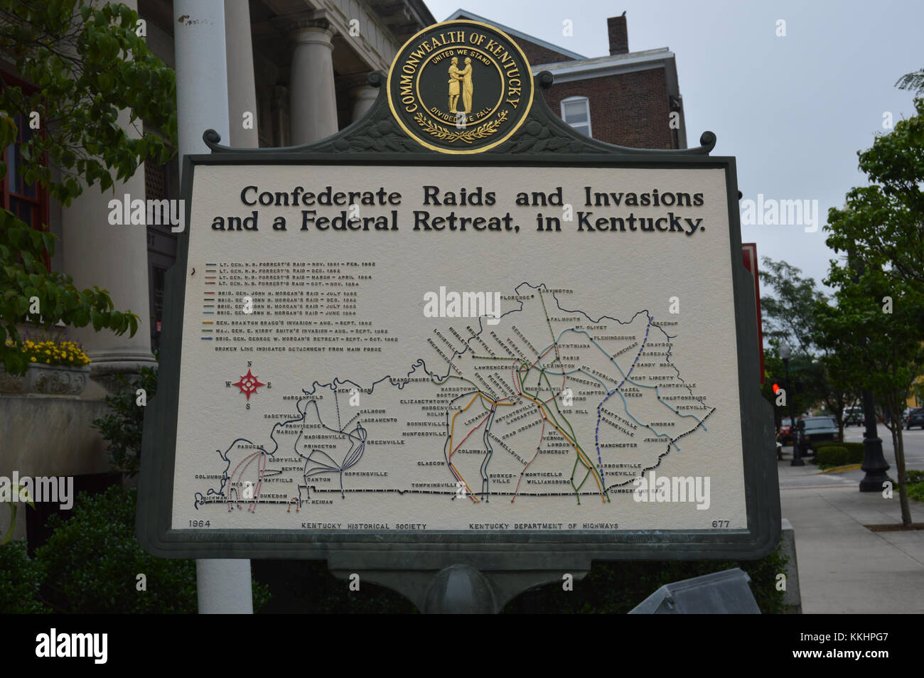 The reverse of the historical marker commemorates Morgan's First Raid ...