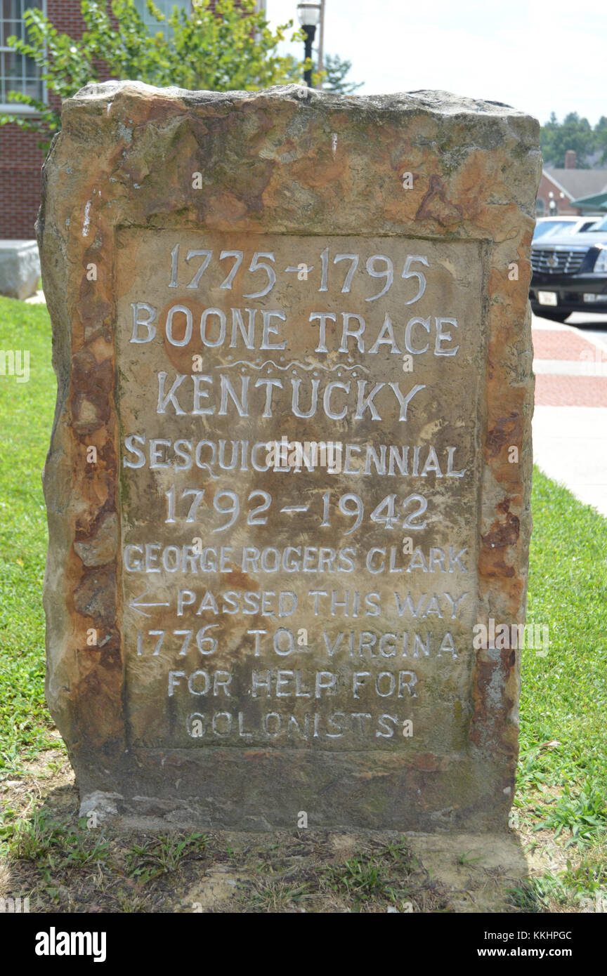 The Boone Trace marker in London, Kentucky, commemorates the historic ...