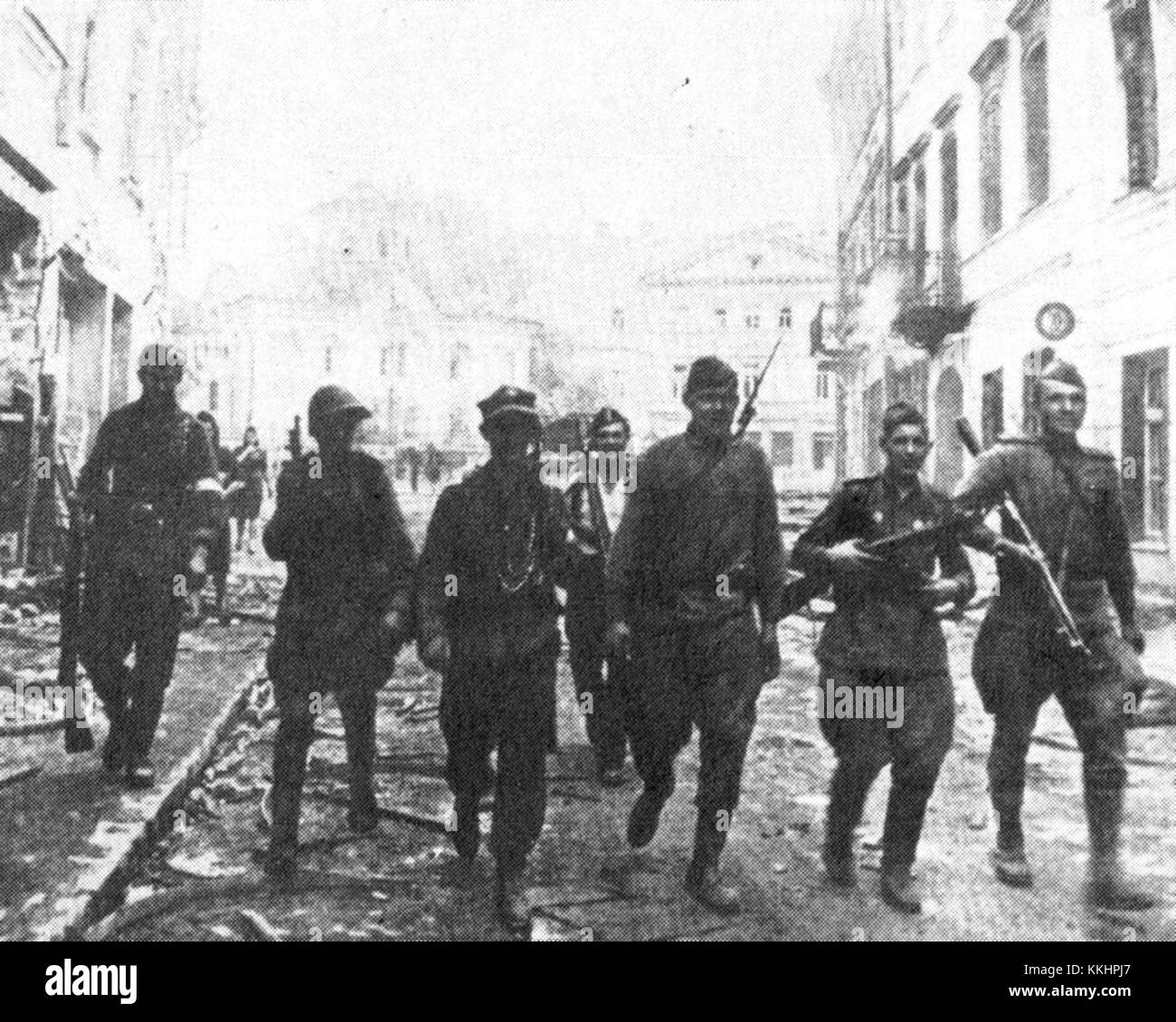 A historical photograph depicting Poles and Russians in Vilnius ...
