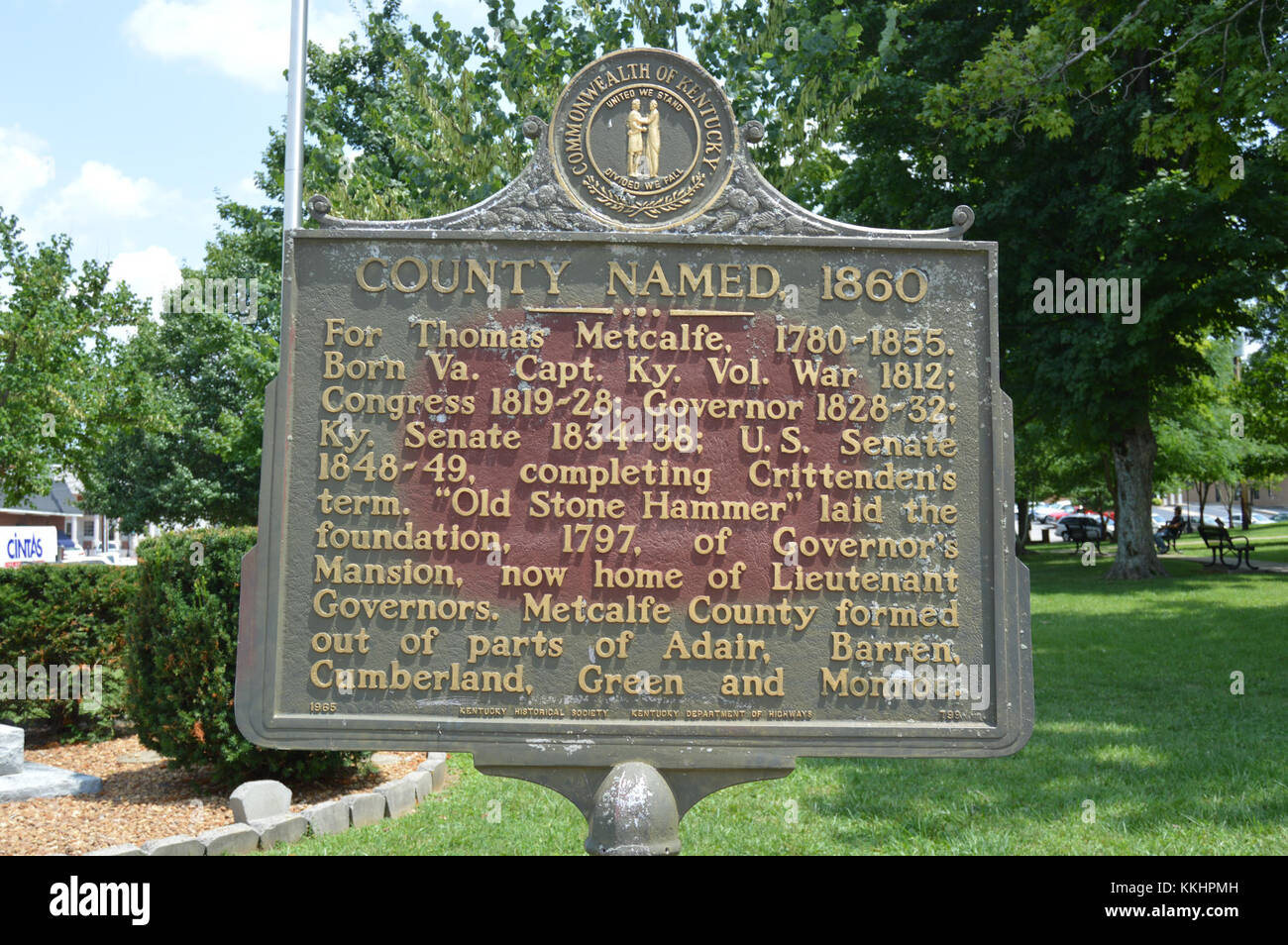 This historical marker from 1860 commemorates the naming of a county ...