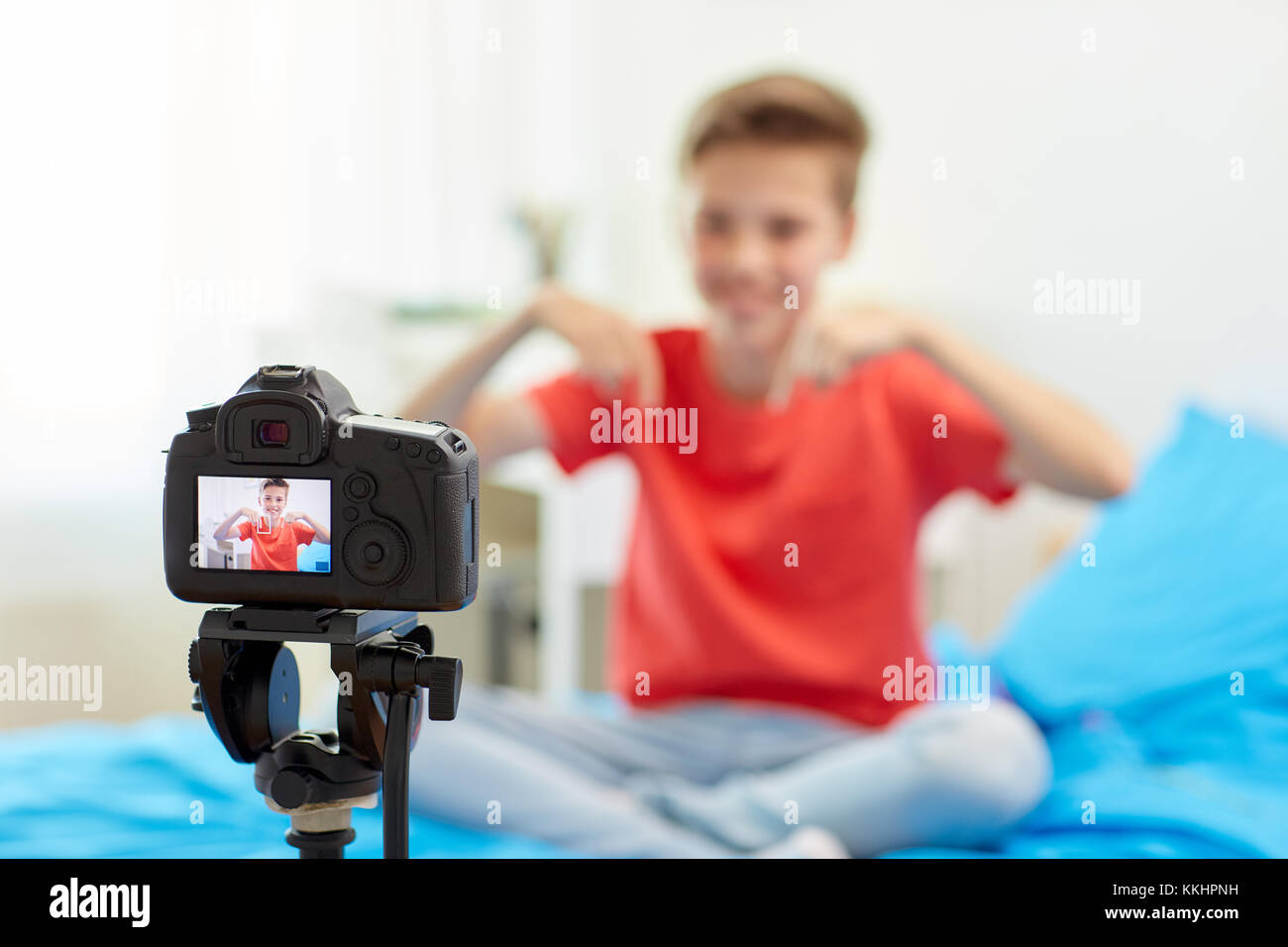 Teen boy video camera hi-res stock photography and images - Alamy