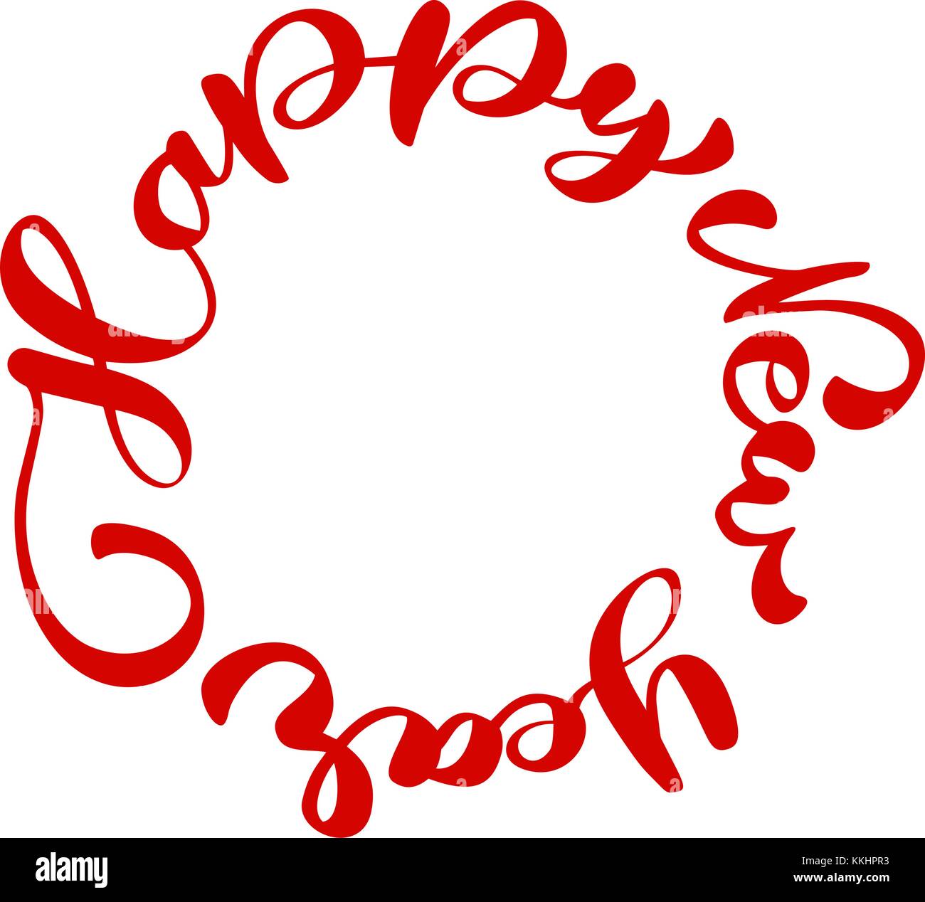 Happy New Year hand-lettering text written in a circle. Handmade vector ...
