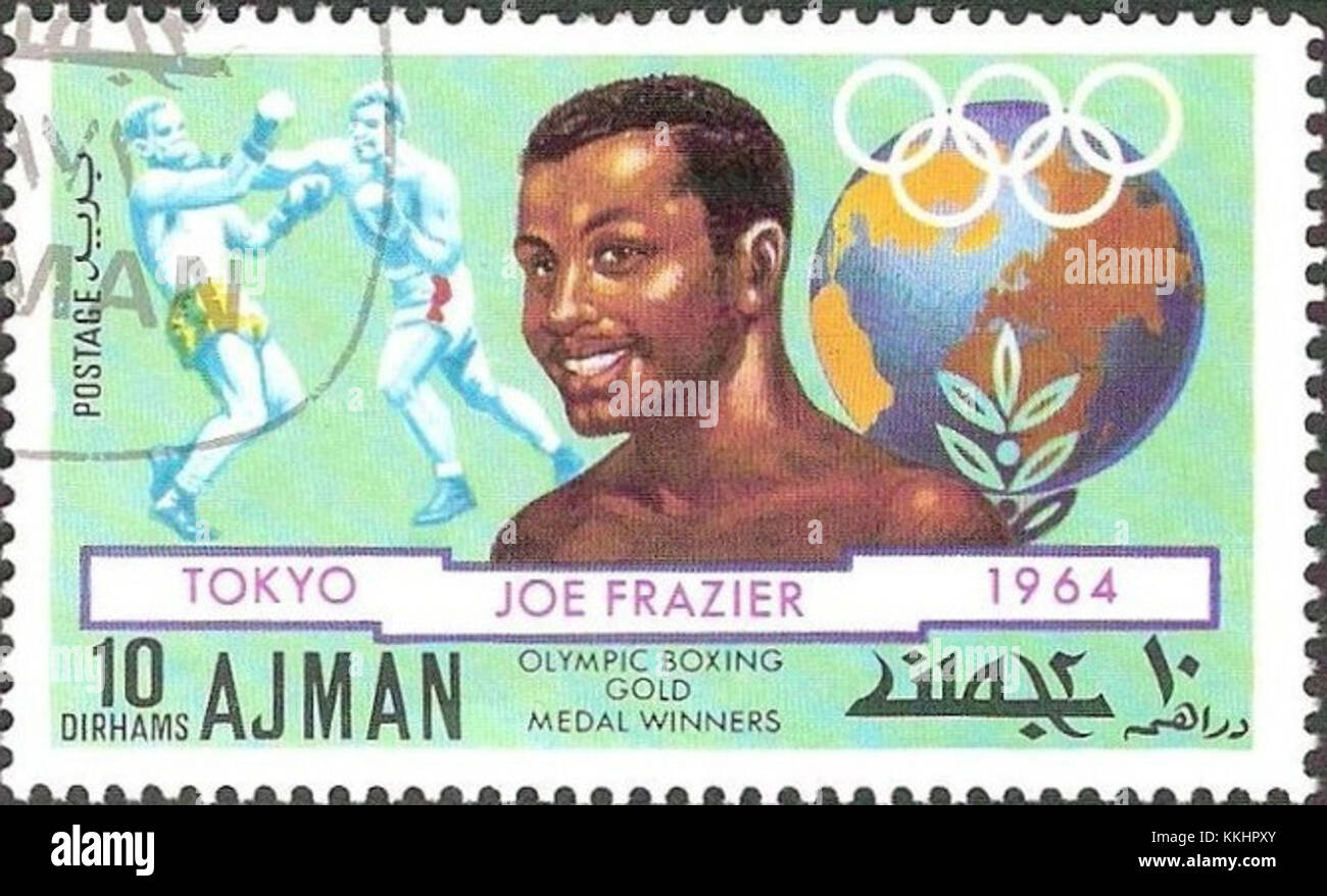 This 1971 Ajman stamp features Joe Frazier, the legendary American ...