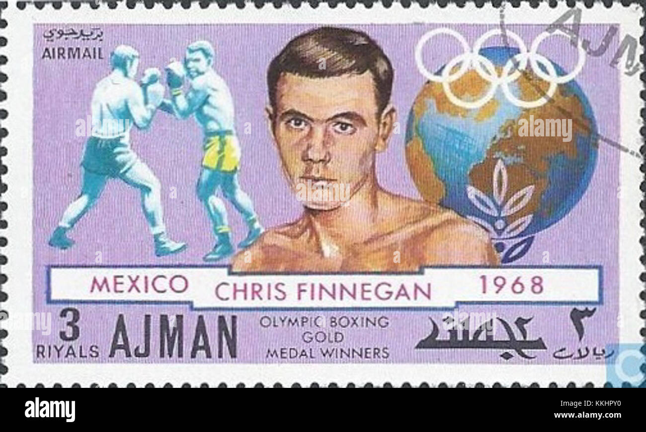 Stamp featuring British boxer Chris Finnegan, who won the gold medal in ...