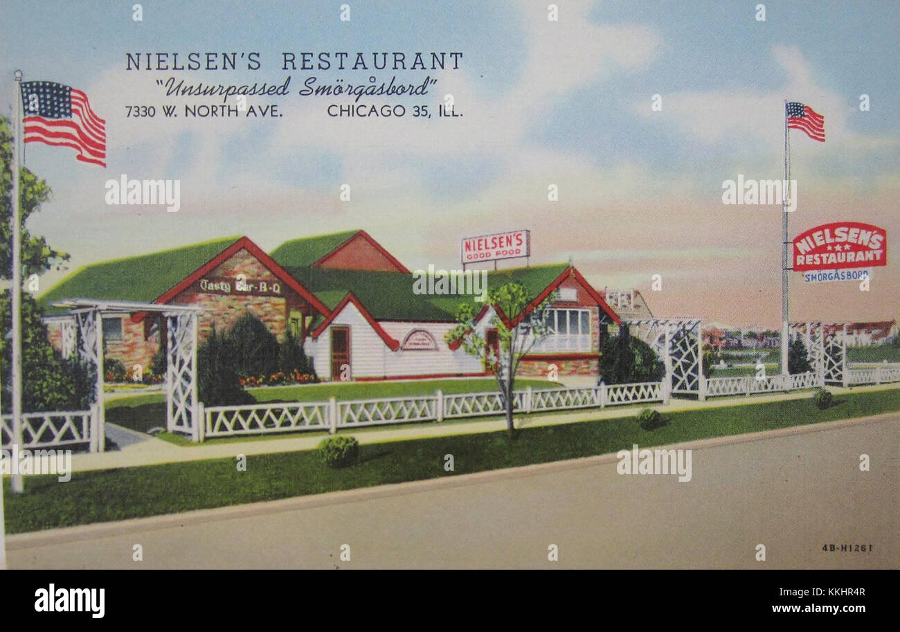 The postcard of Nielsen's Restaurant in Elmwood Park, Illinois ...