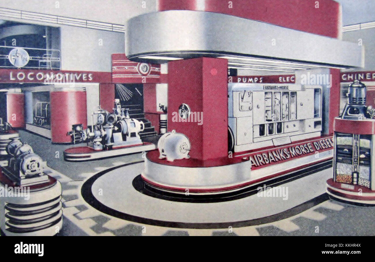 This image features a diesel engine display at the Fairbanks-Morse ...