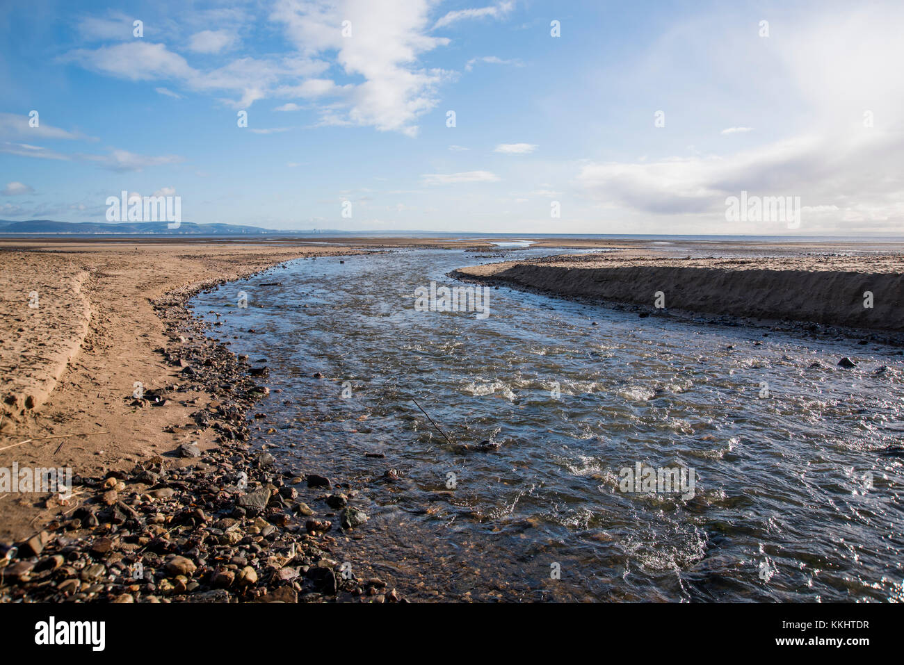 The Clyne River flowing into the Bristol Channel at Blackpill, Swansea ...