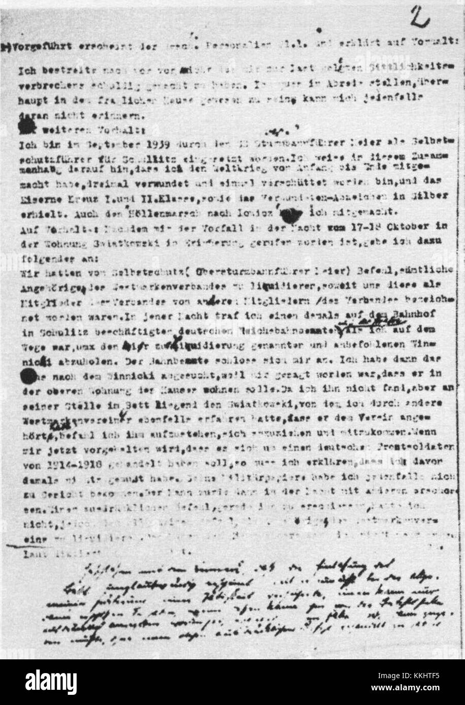The interrogation protocol from the archives of Sondergericht Bromberg ...