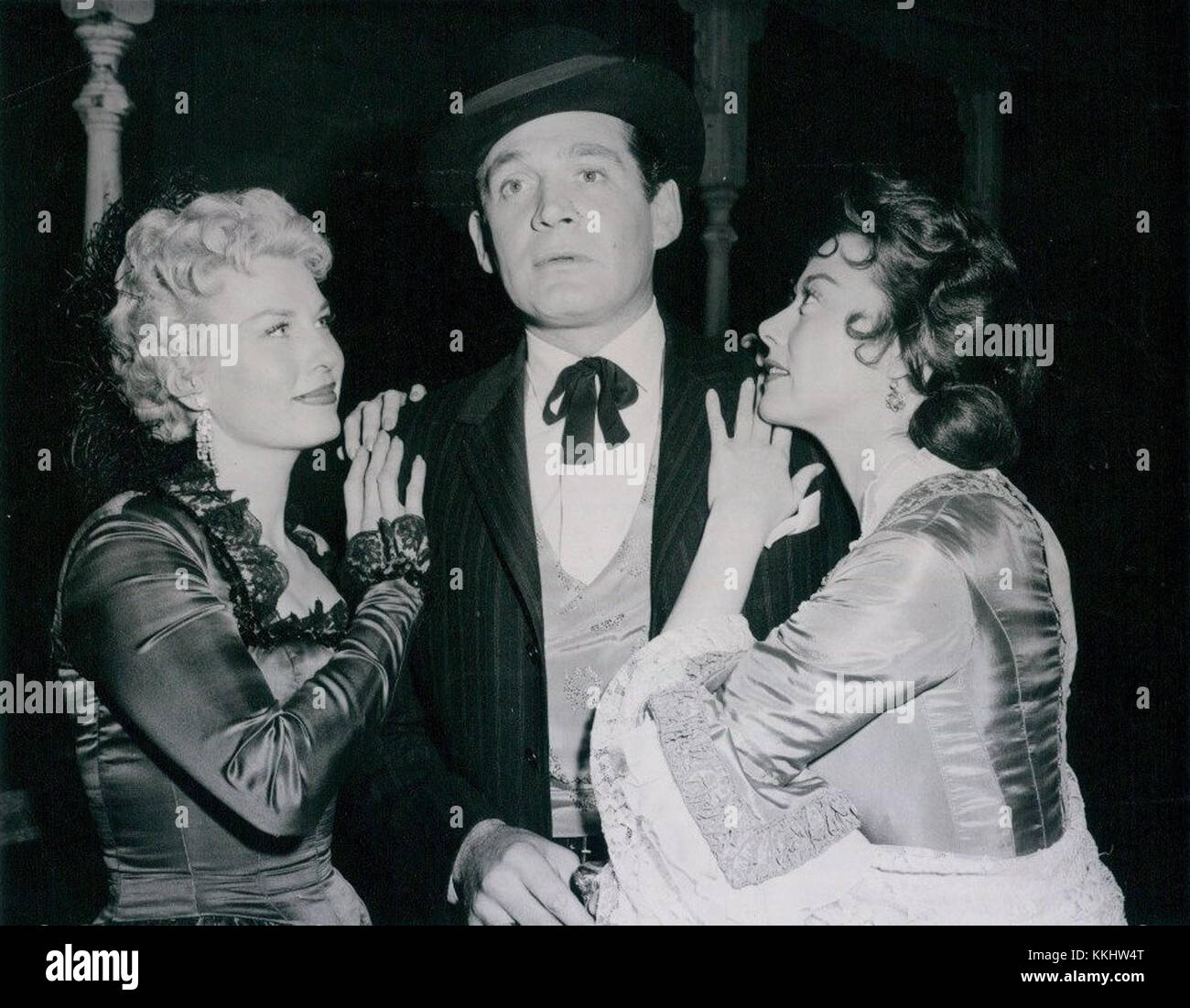 This image features the actors Jean Willes, Gene Barry, and Adele Mara ...