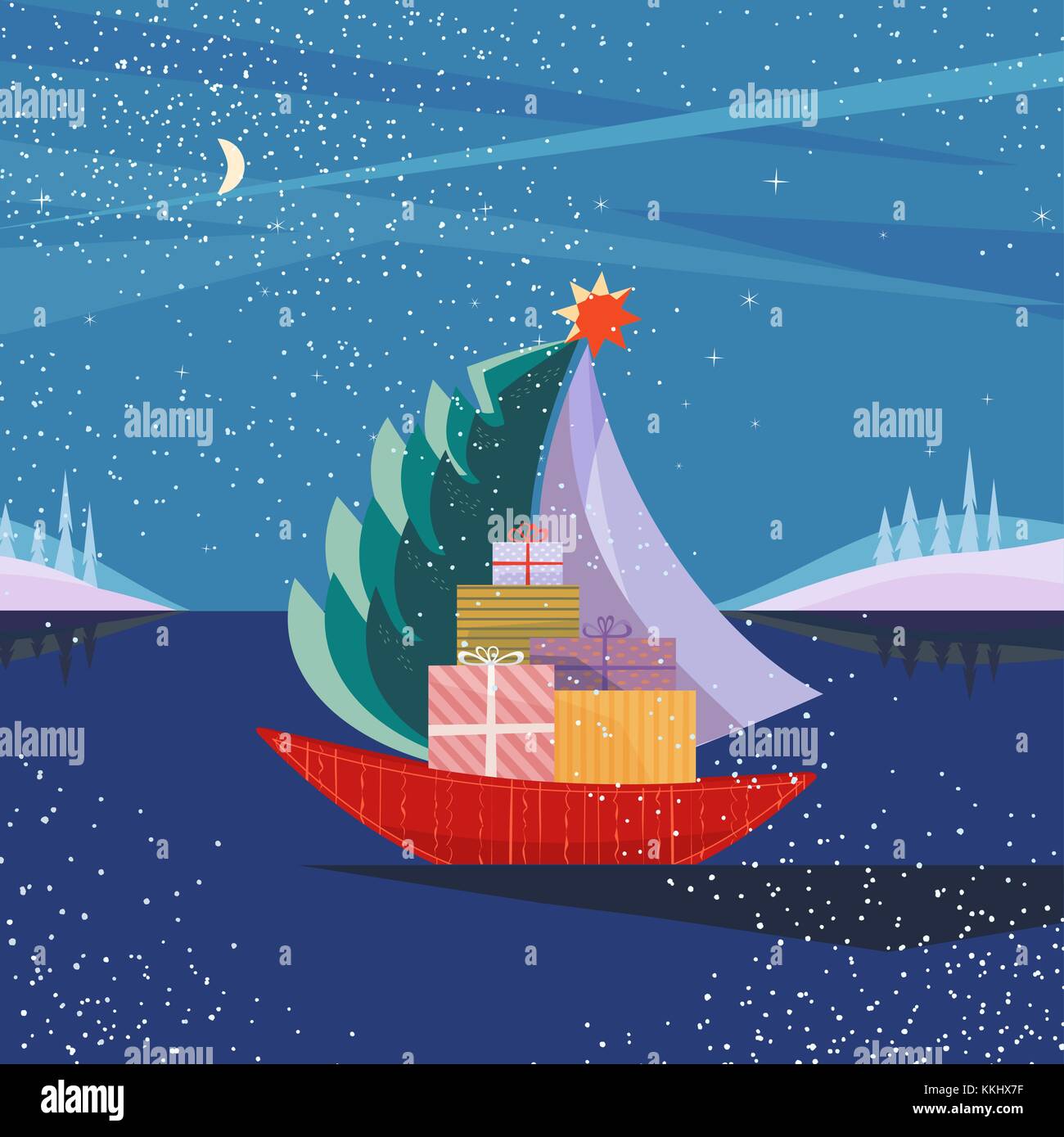 The christmas boat Stock Vector Images - Alamy