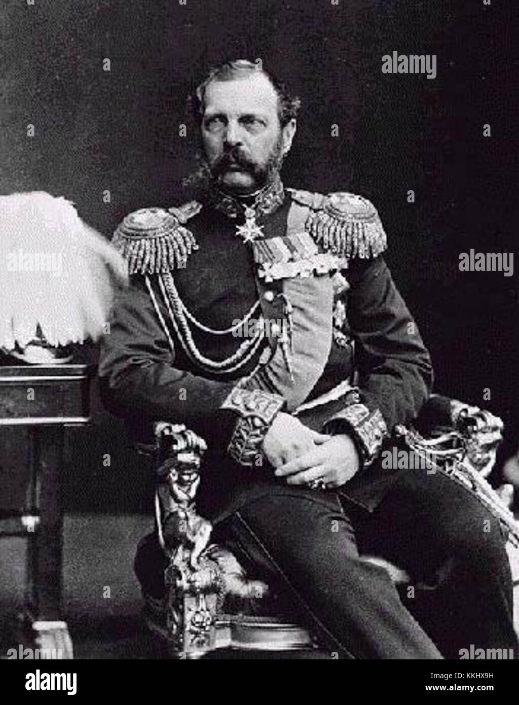 A historical portrait of Tsar Alexander II of Russia. The image ...