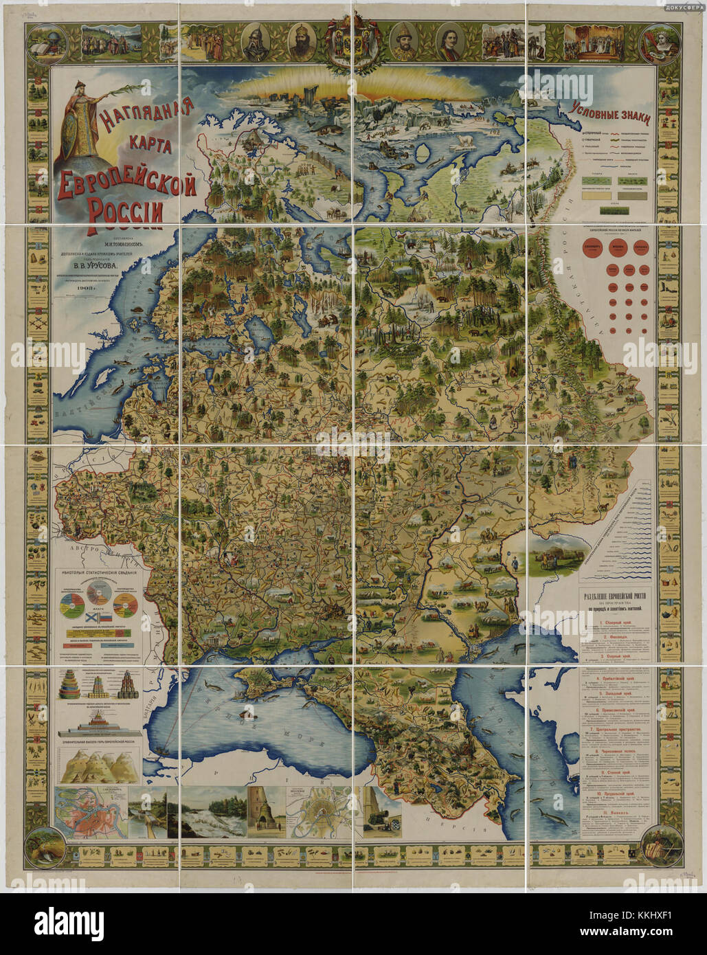 This 1903 illustrated map of European Russia provides a detailed ...