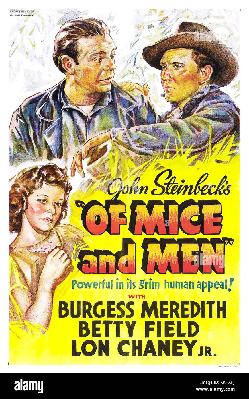 The poster for 'Of Mice and Men,' a classic American novel by John ...