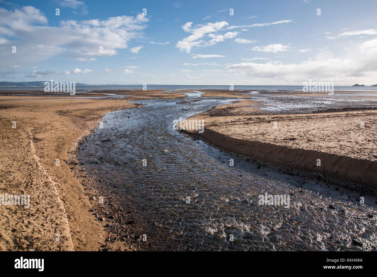 The Clyne River flowing into the Bristol Channel at Blackpill, Swansea ...