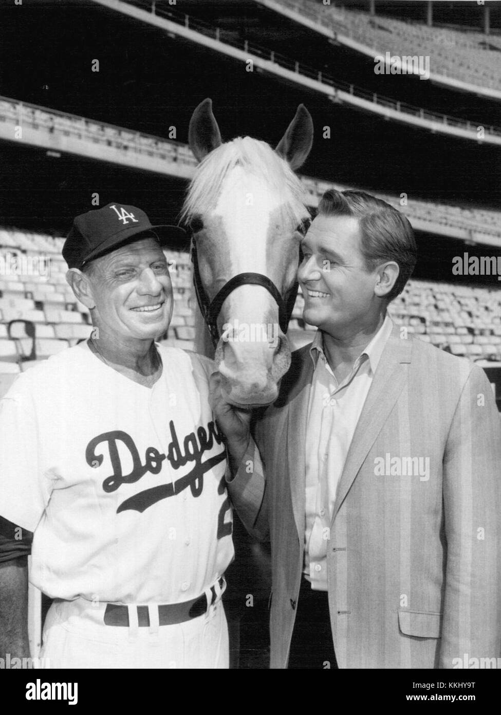Leo Durocher, Alan Young, and Mister Ed appeared together in a 1962 ...