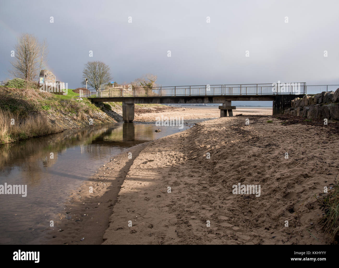 The Clyne River flowing into the Bristol Channel at Blackpill, Swansea ...