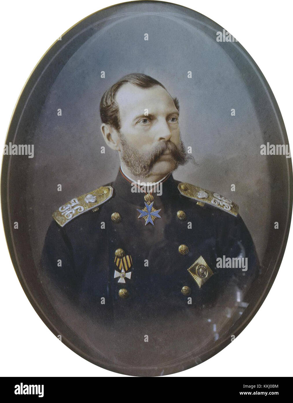 This image features Tsar Alexander II of Russia in military uniform ...