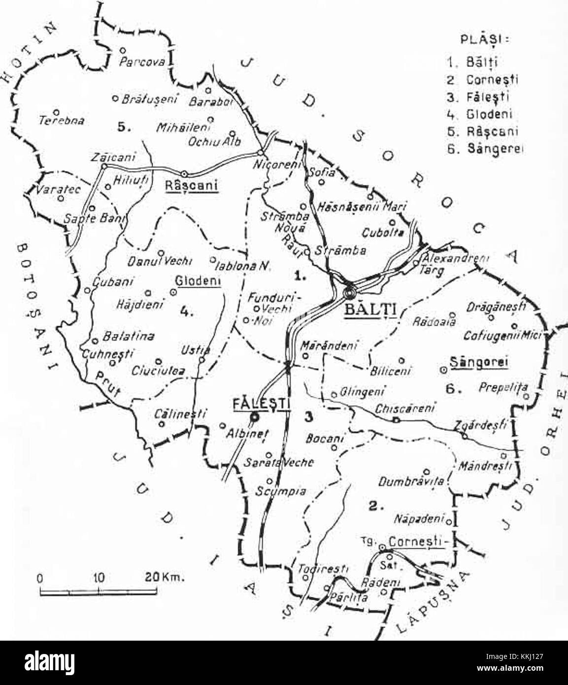 1938 map of interwar county Balti Stock Photo - Alamy