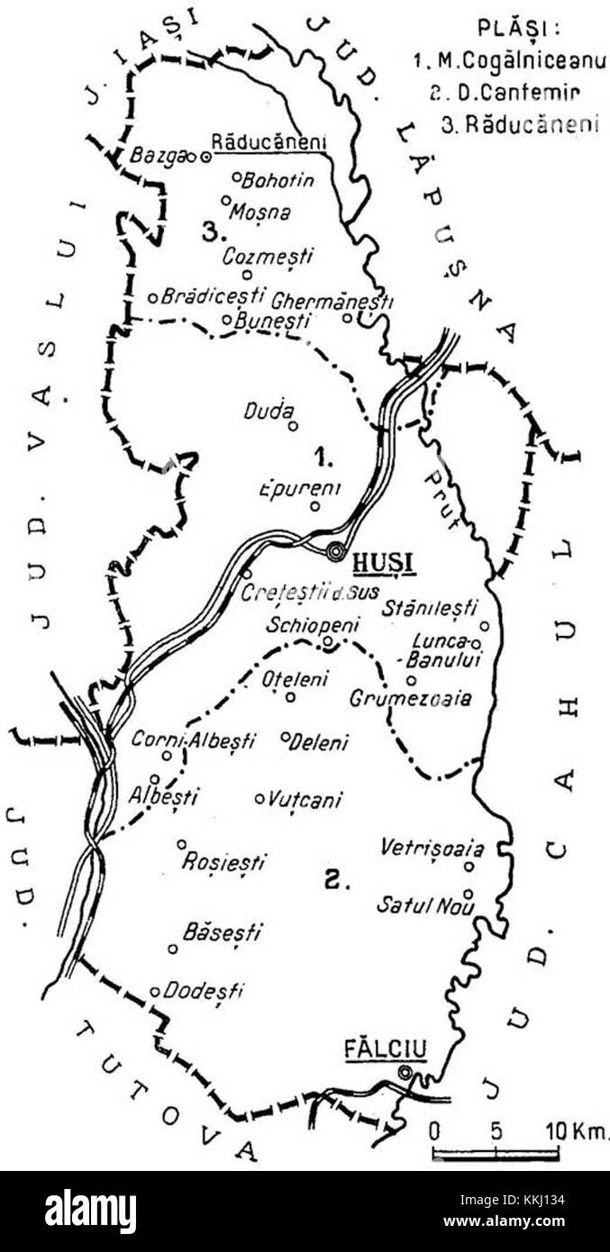 This 1938 map represents the county of Falciu during the interwar ...