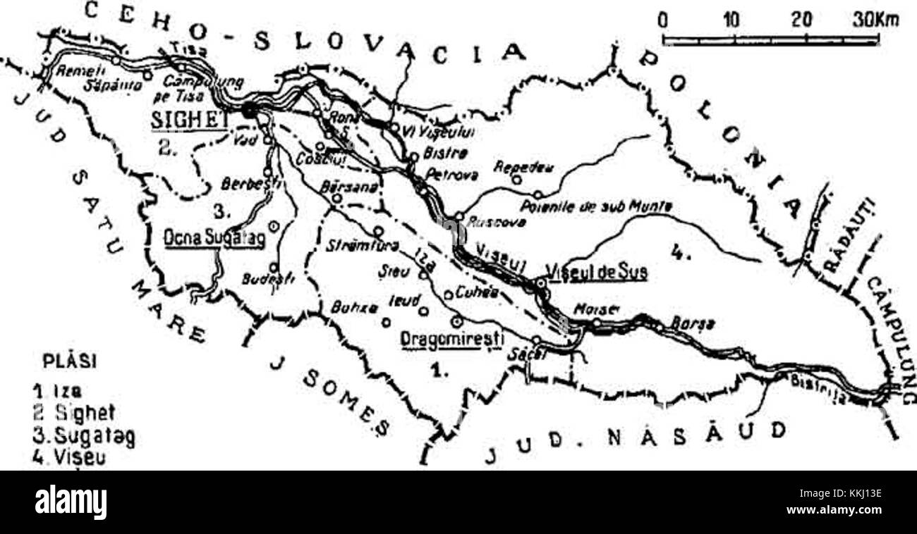 This 1938 map of Maramures, a county in Romania, provides insight into ...