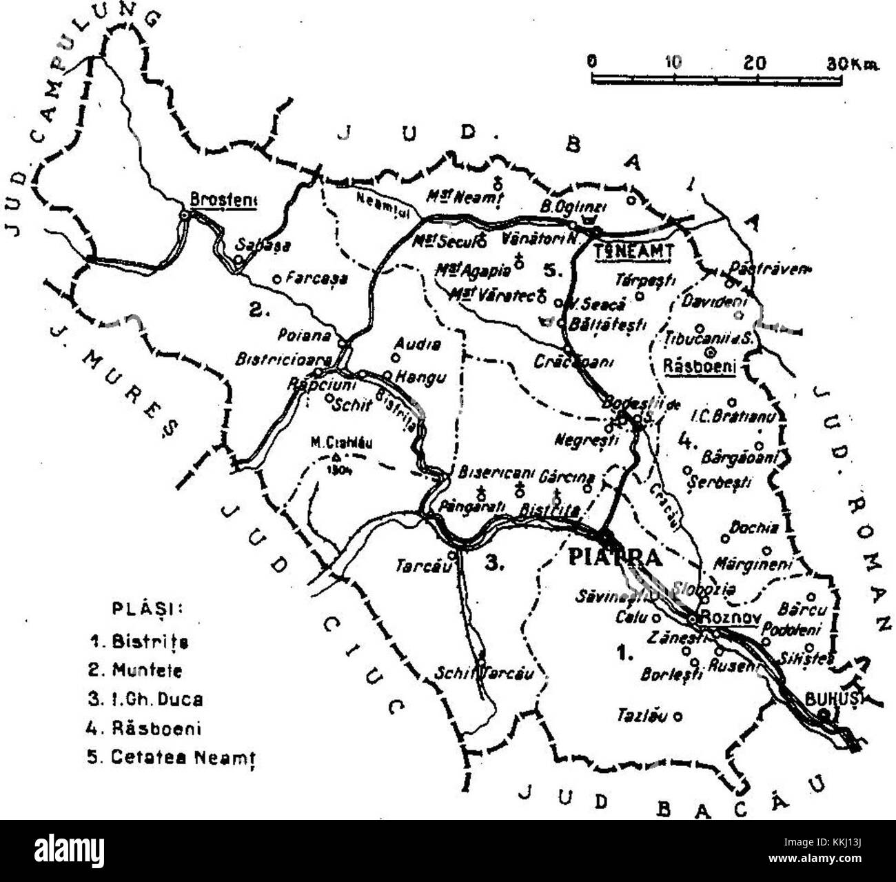 This 1938 map of Neamt County shows the region during the interwar ...