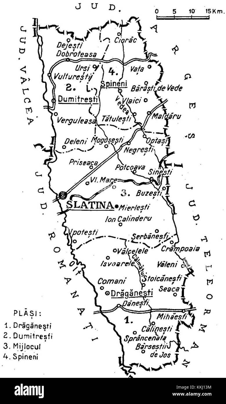 This 1938 map of the interwar county Olt in Romania illustrates the ...
