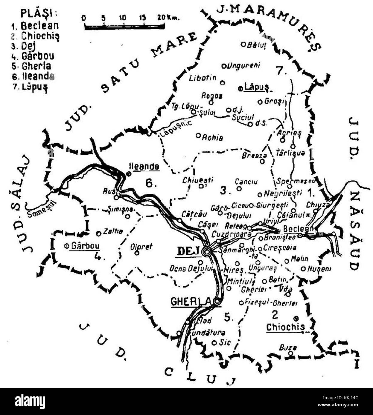 This 1938 map of the interwar period shows the county of Somes ...