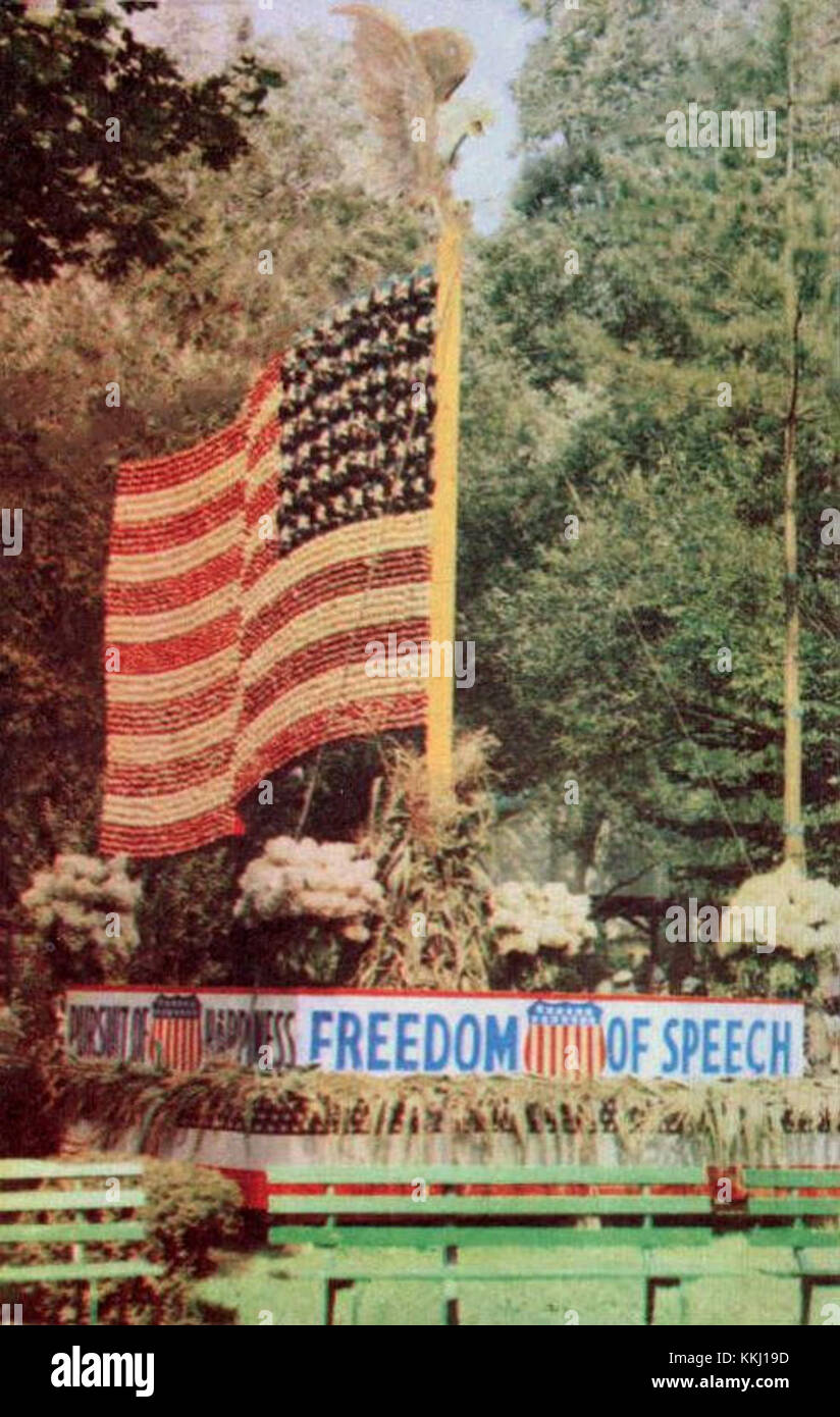 A photograph of a patriotic float at Dorney Park, Pennsylvania, in 1944 ...