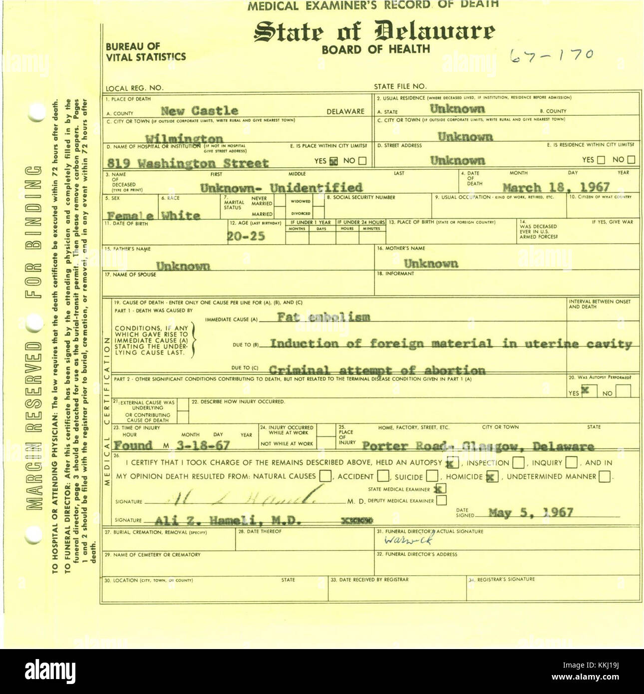 Cause of death records hi-res stock photography and images - Alamy