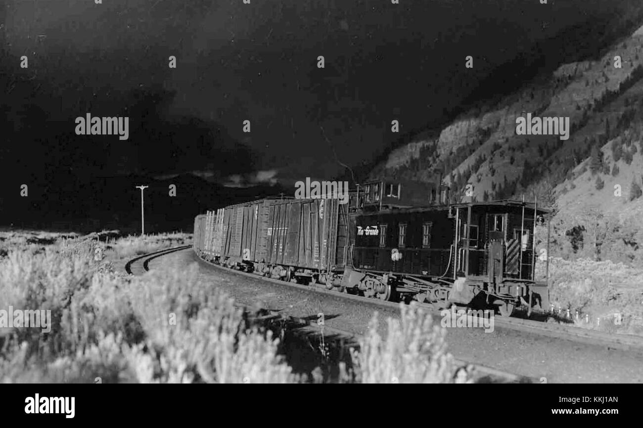 This photograph shows a Denver and Rio Grande Western freight train ...