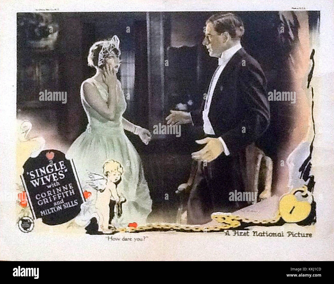 Lobby card from the film *Single Wives*, displaying a promotional scene ...