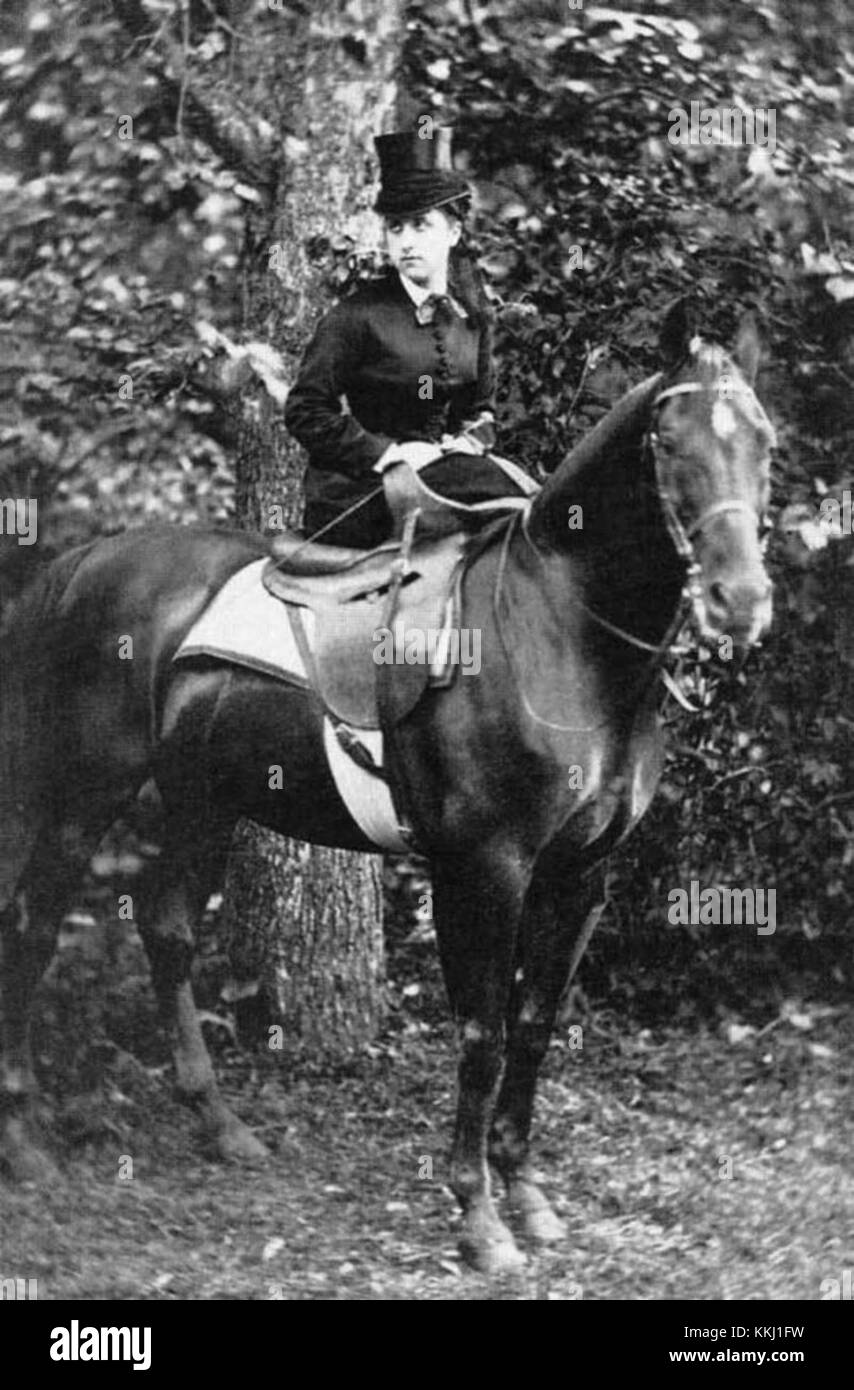 A photograph of Maria Demidova (Mescherskaja) riding horseback. The ...