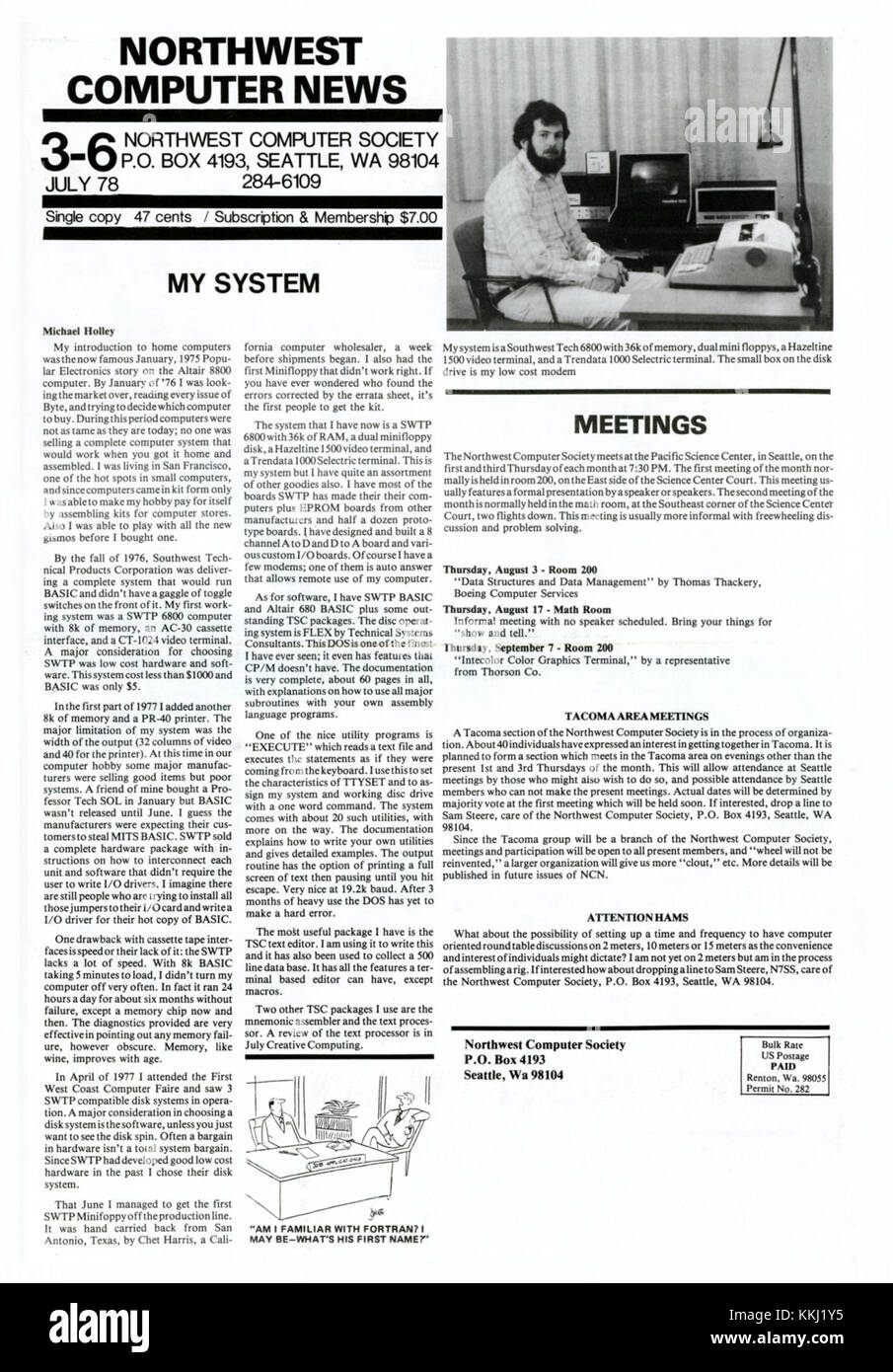 The Northwest Computer News from July 1978 presents key developments in ...