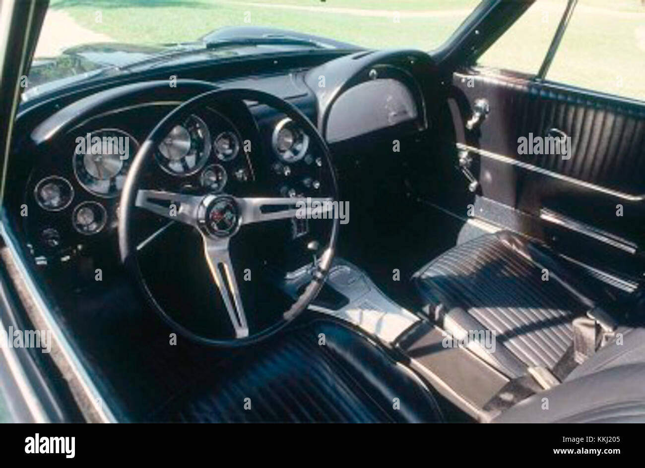 A close-up view of the interior of a 1963 Chevrolet Corvette, featuring ...