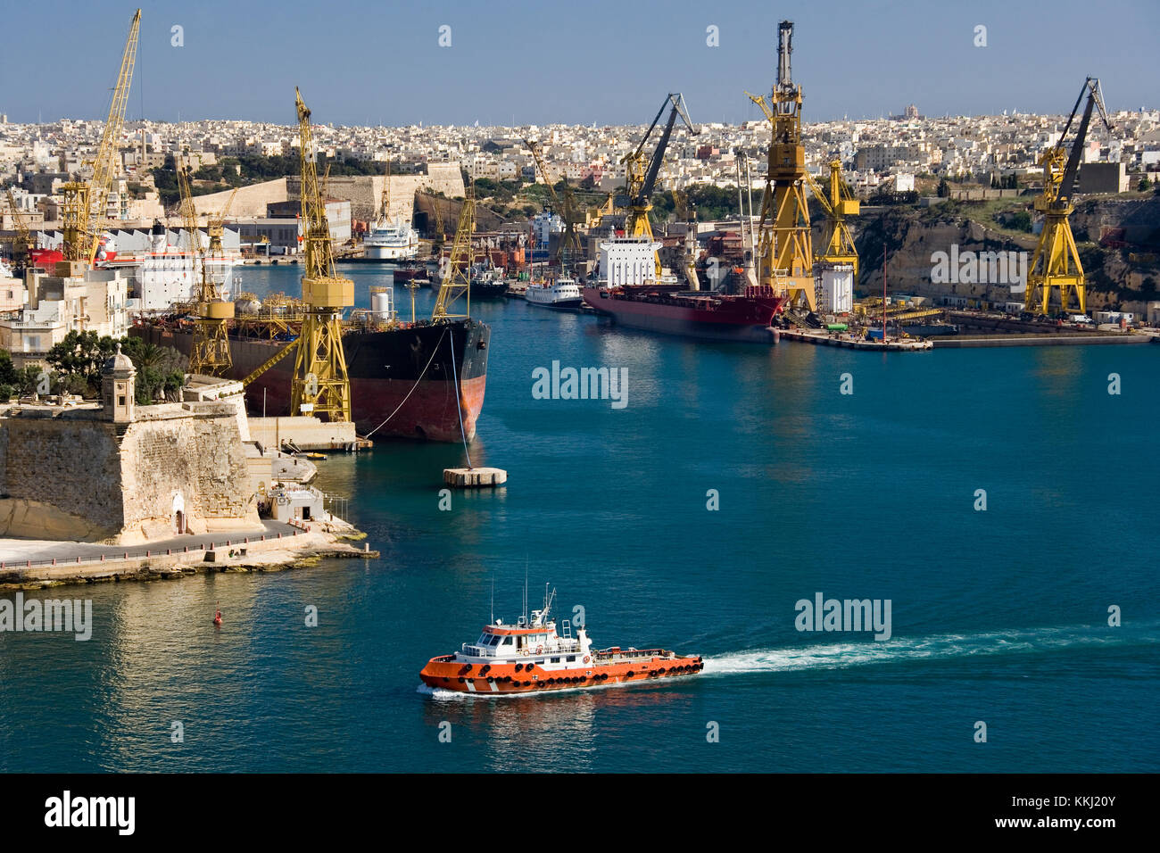 The Dockyards of the Grand Harbour in Valletta on the Mediterranean ...