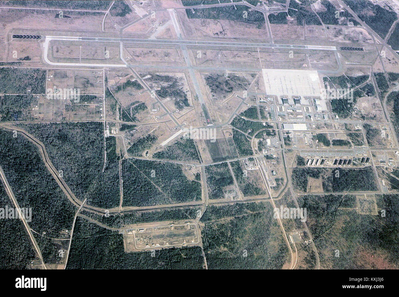 This oblique aerial photo of Myrtle Beach Air Force Base shows the ...