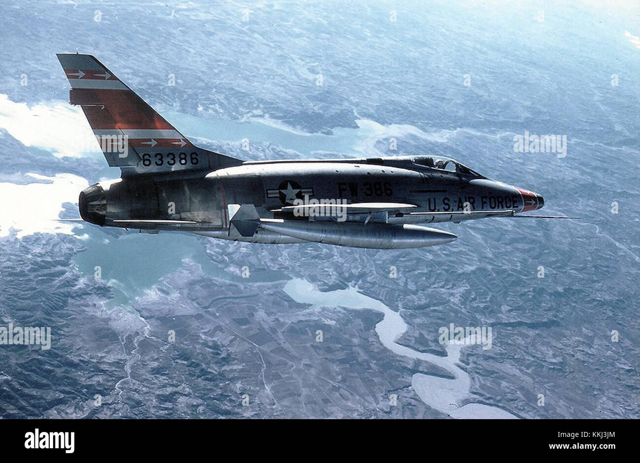 The F-100 Super Sabre, aircraft 56-3386 from the 353d Tactical Fighter ...