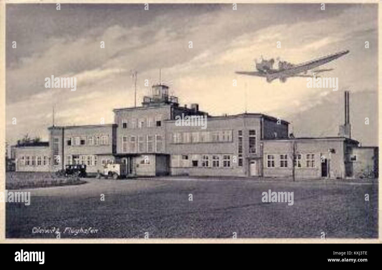 A historical image of Gleiwitz Airport in 1938, showcasing the airport ...