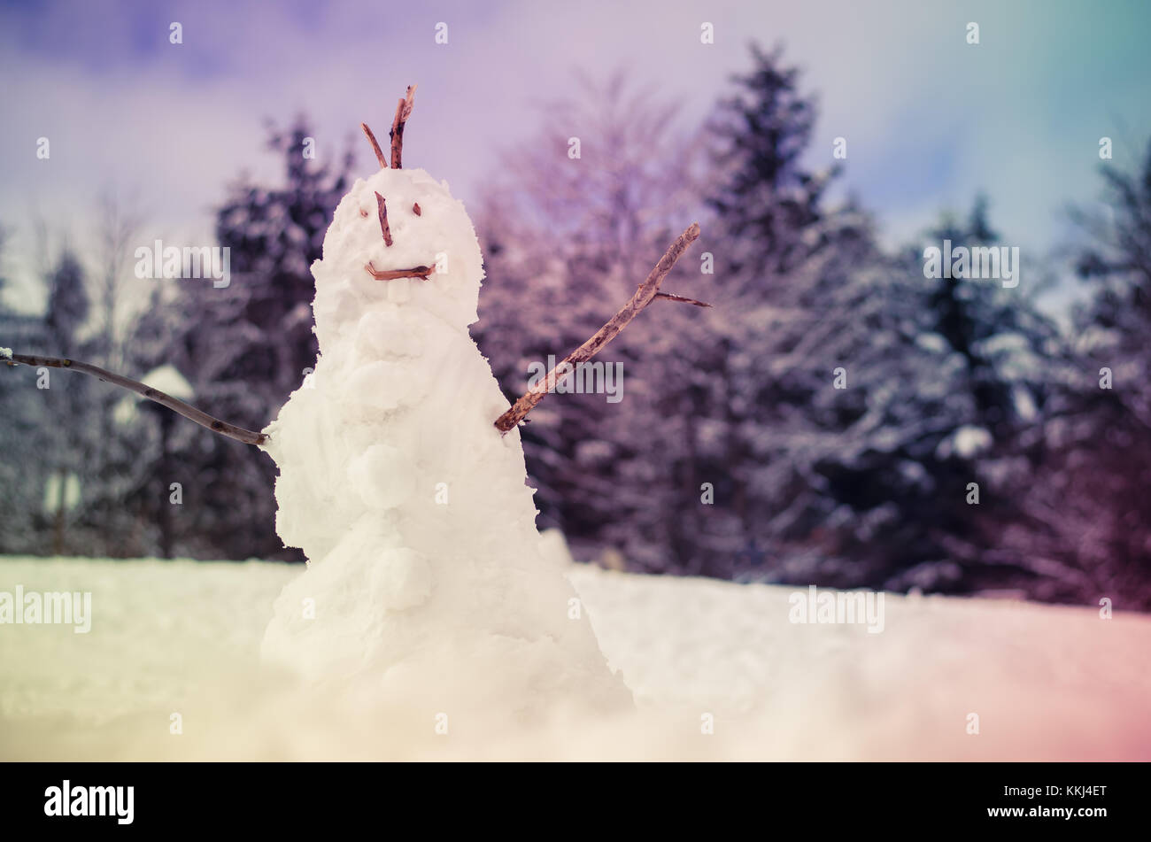 big snowman in winter forest Stock Photo - Alamy