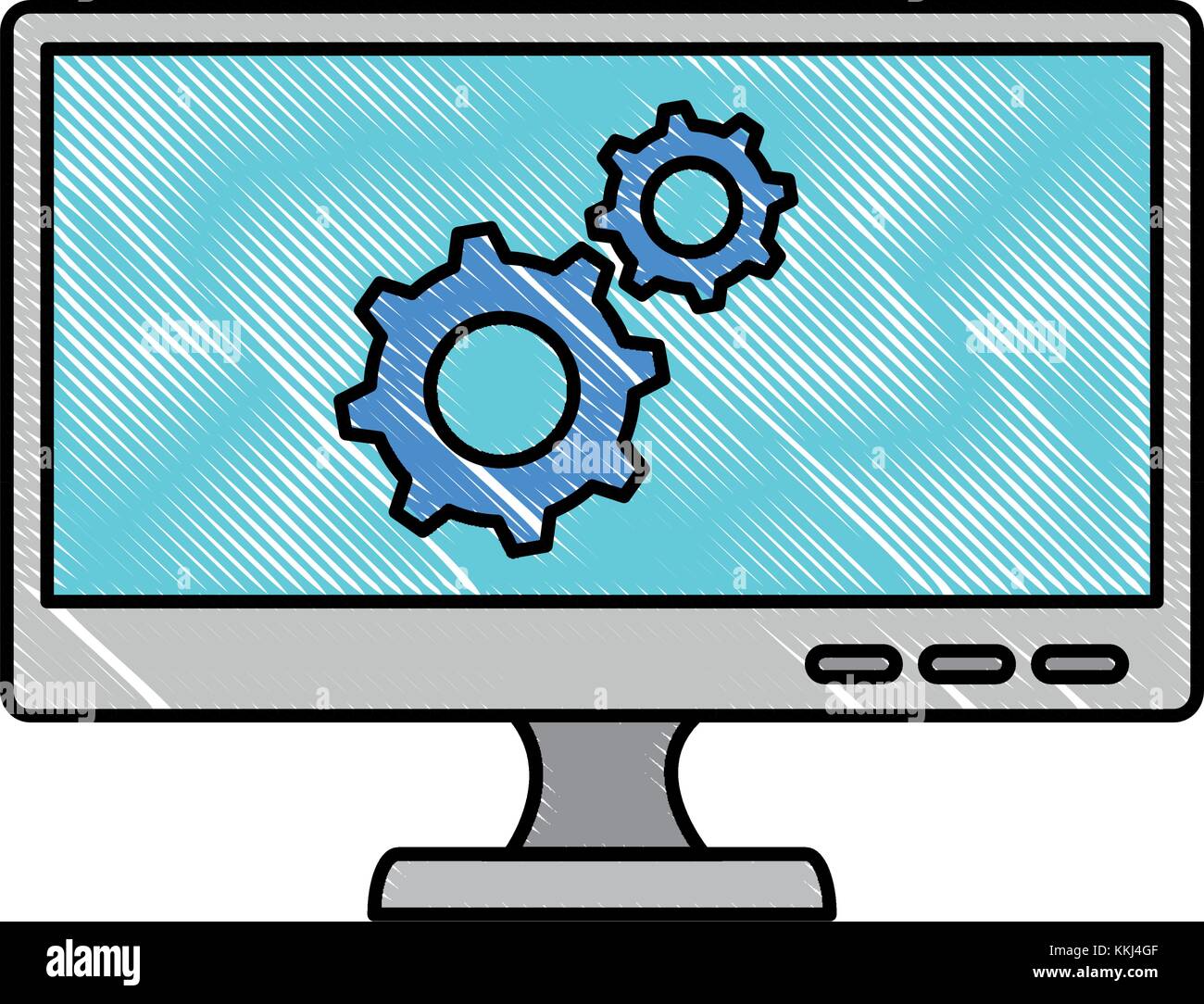 monitor computer with gears vector illustration design Stock Vector ...