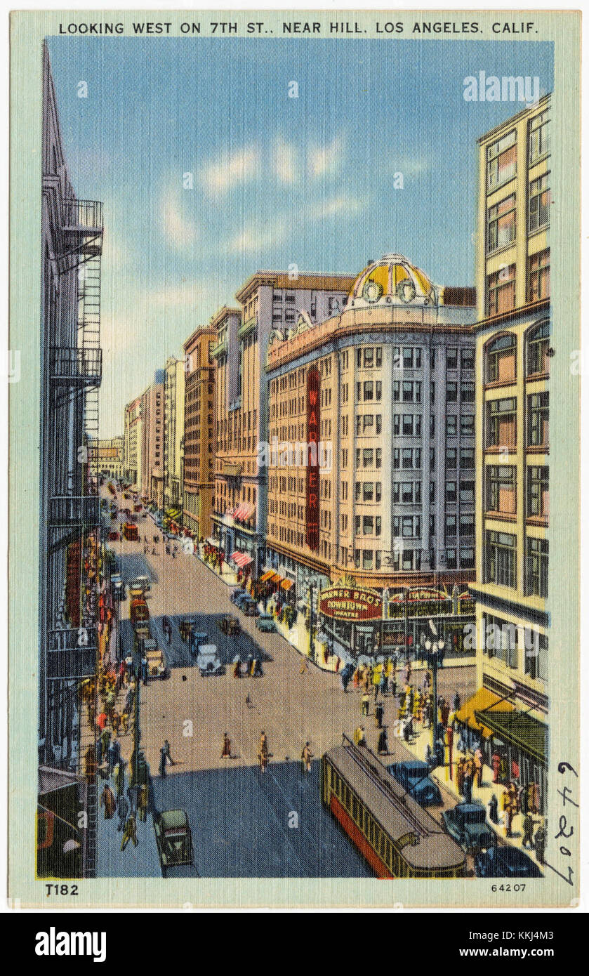 A historical photograph capturing the view westward on 7th Street near ...