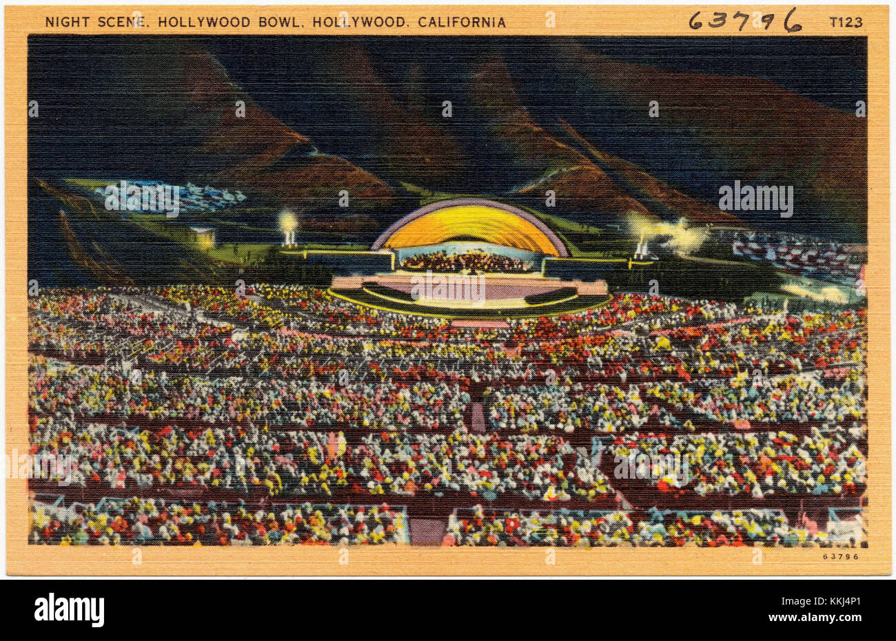 This photograph captures a vibrant night scene at the Hollywood Bowl in ...