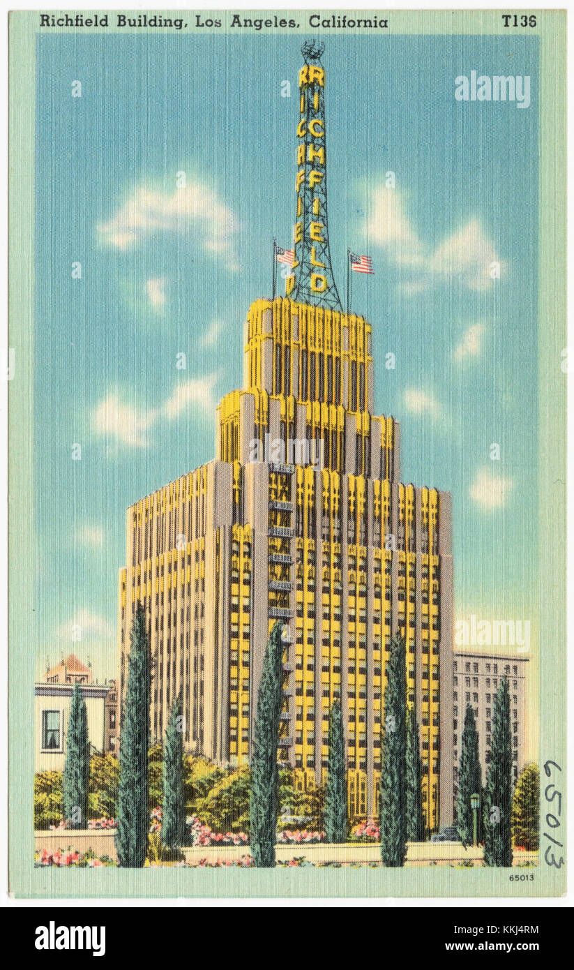 A photograph of the Richfield Building in Los Angeles, California ...
