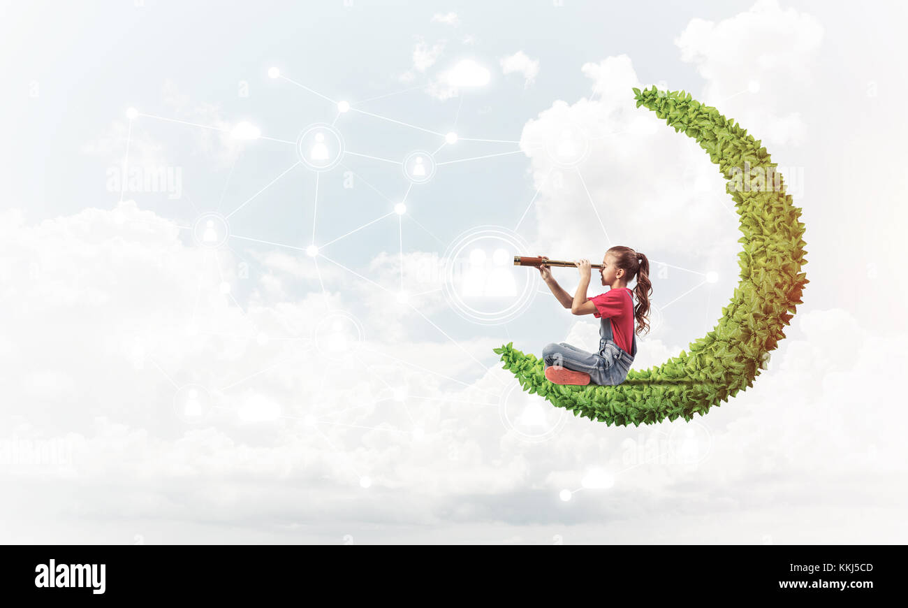 Idea of children Internet communication or online playing and pa Stock ...