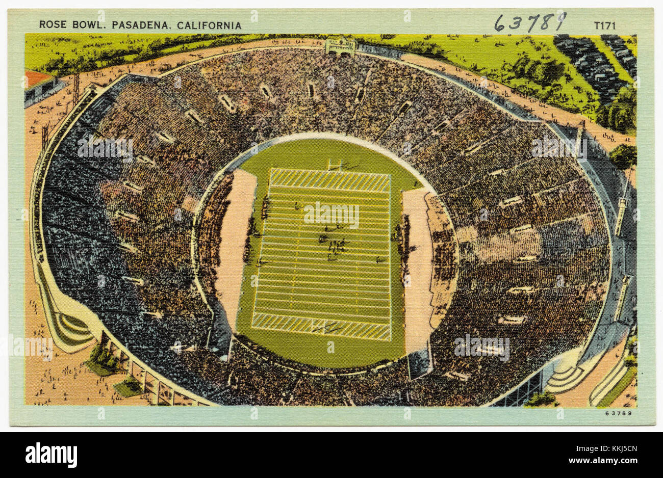 A photograph of the Rose Bowl stadium in Pasadena, California, one of ...