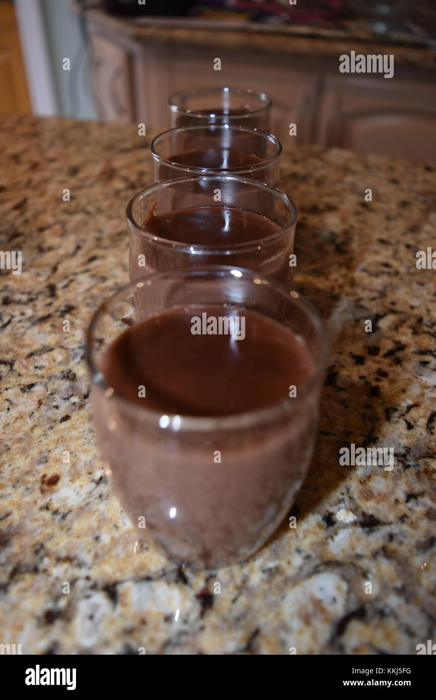 Chocolate Pudding in Glass Dessert cups Stock Photo - Alamy