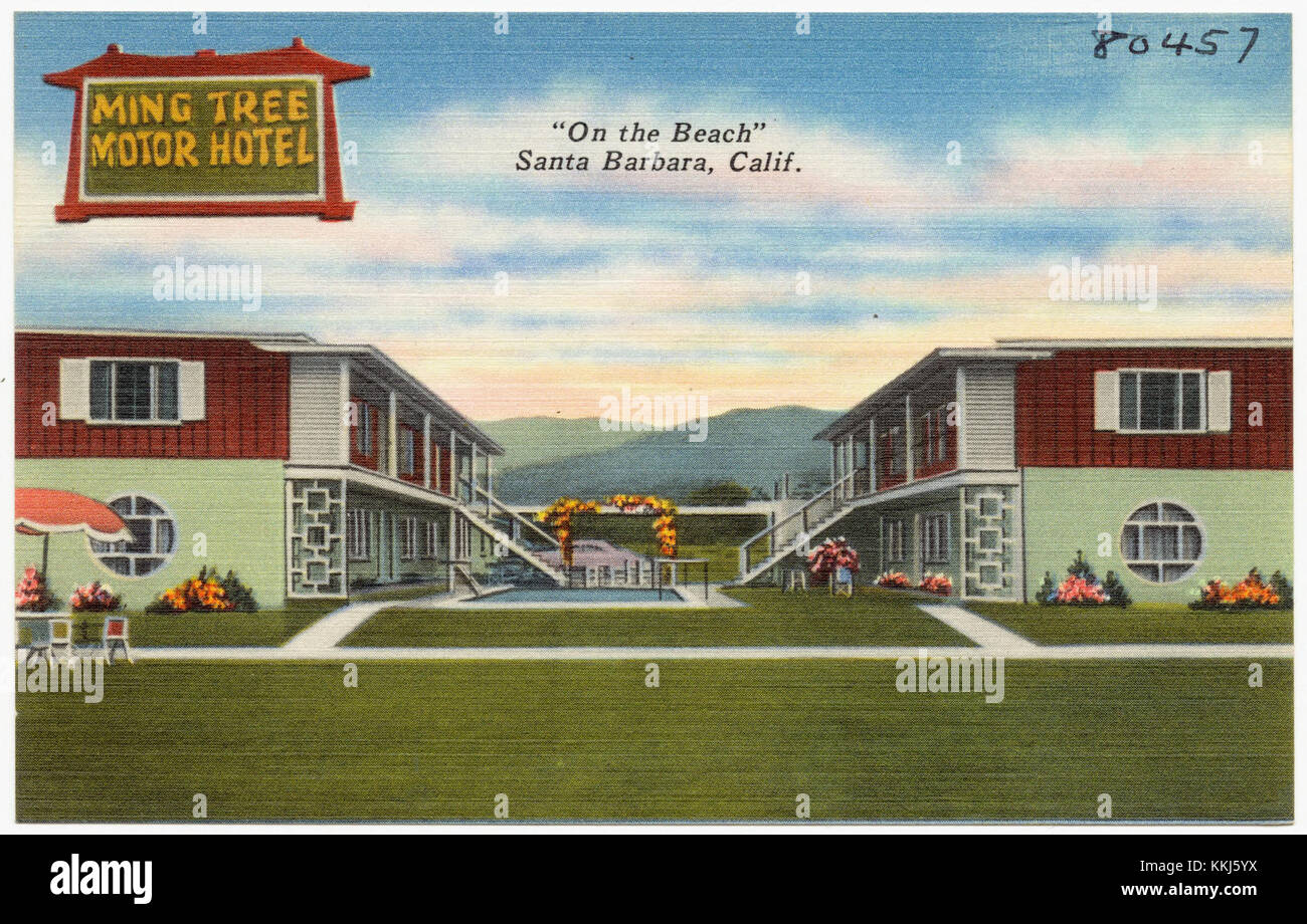 A photograph of the Ming Tree Motor Hotel located on the beach in Santa ...