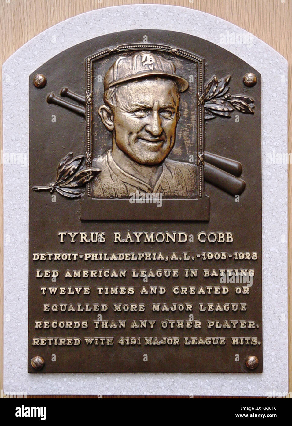 Ty Cobb, a legendary baseball player, is honored with a plaque in the ...